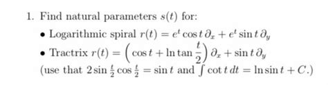 Solved 1 Find Natural Parameters St For Logarithmic
