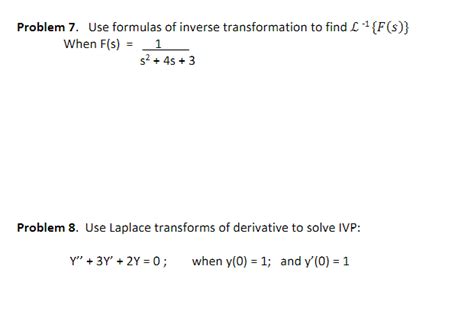 Solved Problem 7 Use Formulas Of Inverse Transformation To