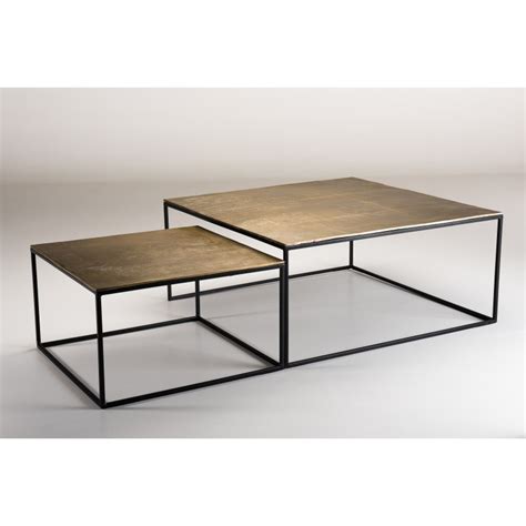 Ensemble De Deux Tables Gigognes Aspect Vintage Avec Plateau Aluminium