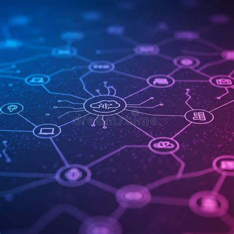 Network Diagram On A Dark Blue And Purple Gradient Background