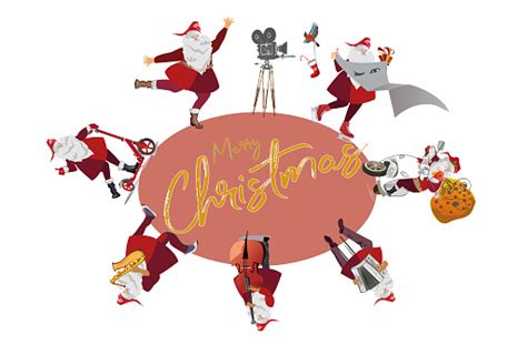 오래 된 도시에서 산타 클로스와 크리스마스 포스터 크리스마스 인사말 카드입니다 산타 클로스에 대한 스톡 벡터 아트 및 기타