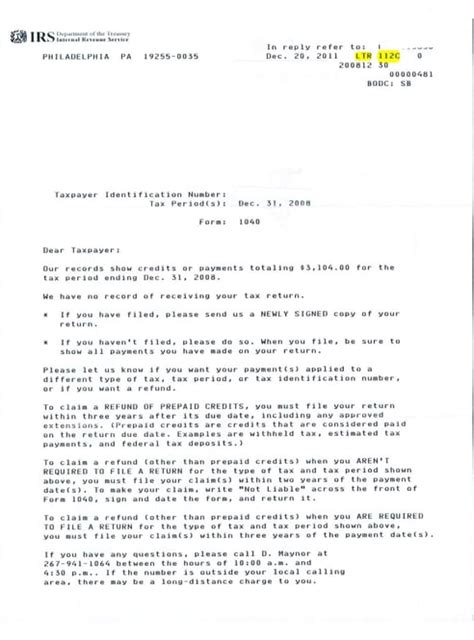 What Is A Ltr112c Notice