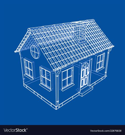 Private House Sketch Rendering 3d Royalty Free Vector Image