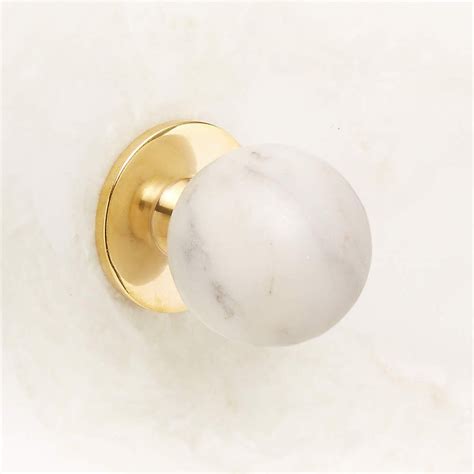 Avery Unlacquered Brass And Carrara Marble Knob 125 Reviews Cb2