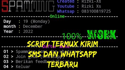 Script Termux Sp4m Sms Dan Whatsapp Terbaru Work 100 Youtube