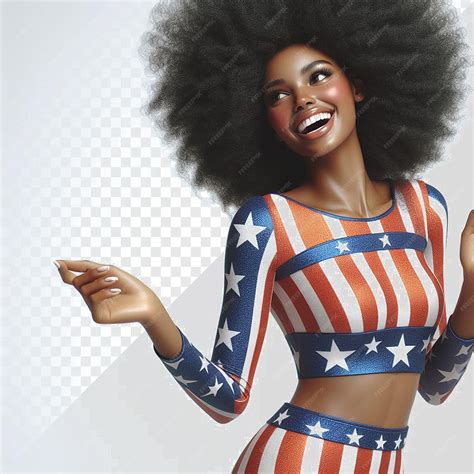 Premium Psd Afro Model With Usa Stars And Stripes Outfit Shaking And