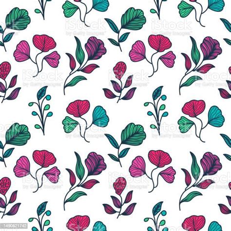 Pola Bunga Seamless Eksotis Dengan Gaya Vintage Motif Bunga Yang