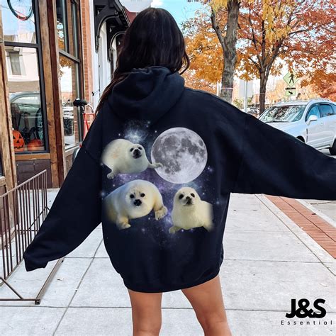 Seal Trio Moon Howling Hoodie Wildlife Nature Lover T Arctic