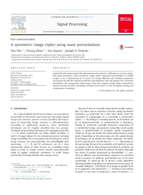 pdf a symmetric image cipher using wave perturbations
