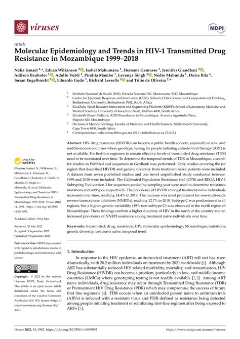 Pdf Molecular Epidemiology And Trends In Hiv 1 Transmitted Drug