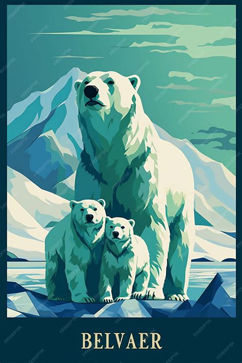 Premium Ai Image A Poster Of A Polar Bear And Her Cubs