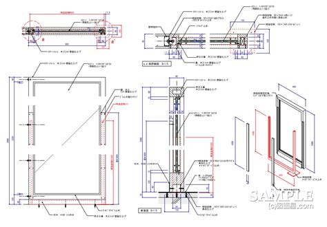 木製建具の姿図と断面図 図面屋 店舗設計詳細図虎の巻