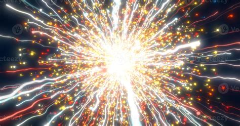 Abstract Glowing Energy Explosion Fiery Whirlwind Fireworks From Lines