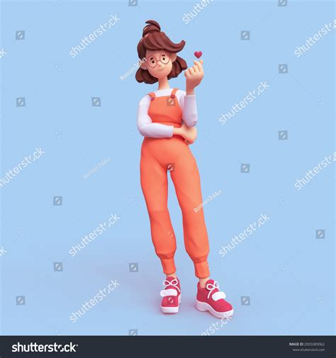 Minimal Smiling Positive Casual Brunette Girl Stock Illustration 2005989062
