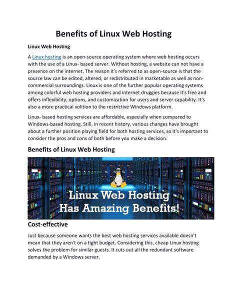 PPT Benefits Of Linux Web Hosting PowerPoint Presentation Free