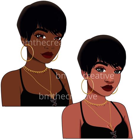 Black Woman Art 2 Png Files Ms Pixie Short Hair Pixie Cut Black