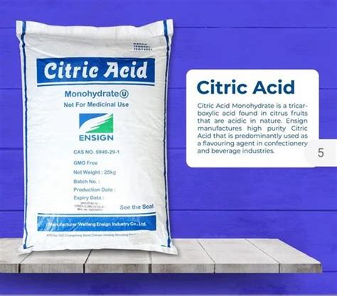 Citric Acid Monohydrate Packaging Size 25 Kg Packaging Type
