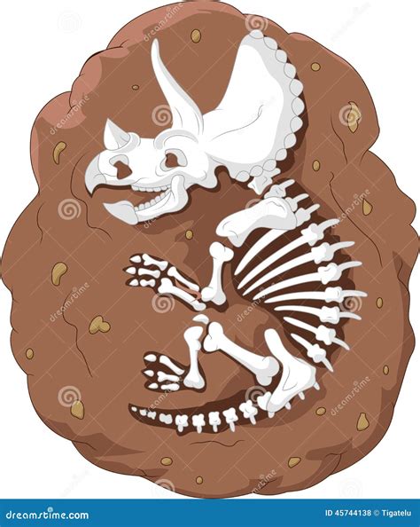 Cartoon Triceratops Fossil Vector Illustration