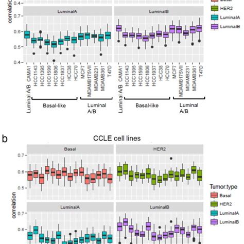 Correlation Of Gene Expressions Of Commonly Used Breast Cancer Cell