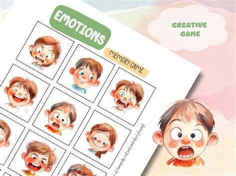 EMOTIONS Memory Game Printable Social Emotional Learning Play Therapy Matching Cards For