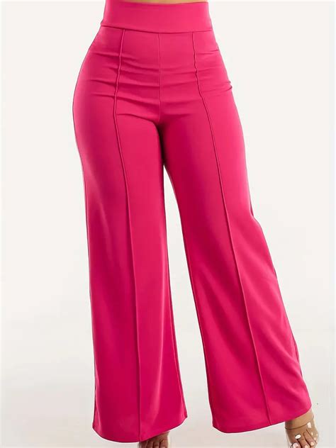 Plus Size Casual Pants Womens Plus Solid Stitching Elastic Temu