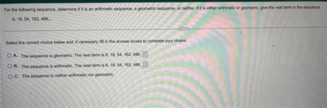 Solved For The Following Sequence Determine If It Is An Chegg