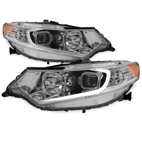 AKKON - Chrome Housing Projector Headlights with LED DRL for 09-14 Acura TSX CU2, Driver ...