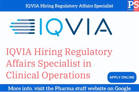 Iqvia Hiring Regulatory Affairs Specialist In Clinical Operations