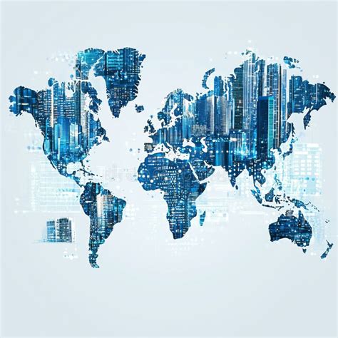 Global Cityscape And World Map Architectural Integration With A Modern