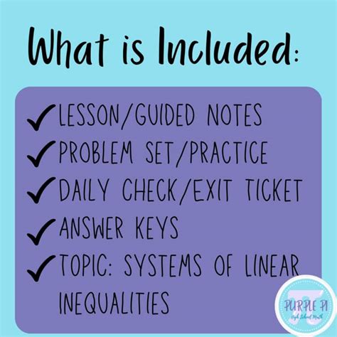 Solving Linear Inequality Systems Notespracticeexit Ticket By Purple Pi