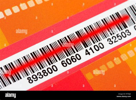Close Up Of Bar Code With Red Scanner Laser Stock Photo Alamy