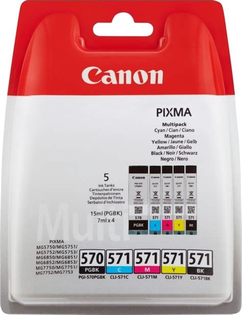 Pack 5 Cartouches D Encre Canon PG 570 CL 571 Couleurs Noir Noir