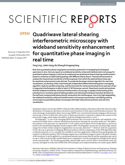 Pdf Quadriwave Lateral Shearing Interferometric Microscopy With Wideband Sensitivity