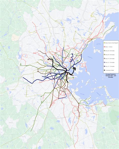 Frequency Map Of Mbta Services Sunday Rmbta