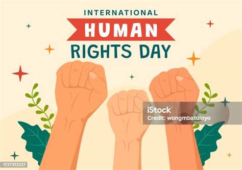 12월 10일 세계 인권의 날 벡터 일러스트레이션 다양한 인종을 위한 사슬을 끊다 자유와 평화를 위해 단결한 사람들