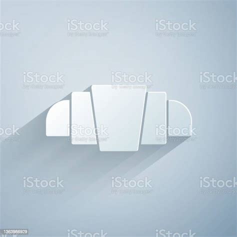 회색 배경에 격리 된 크로아상 아이콘을 잘라 종이 종이 아트 스타일 벡터 1에 대한 스톡 벡터 아트 및 기타 이미지 1 개념 굴리기 Istock