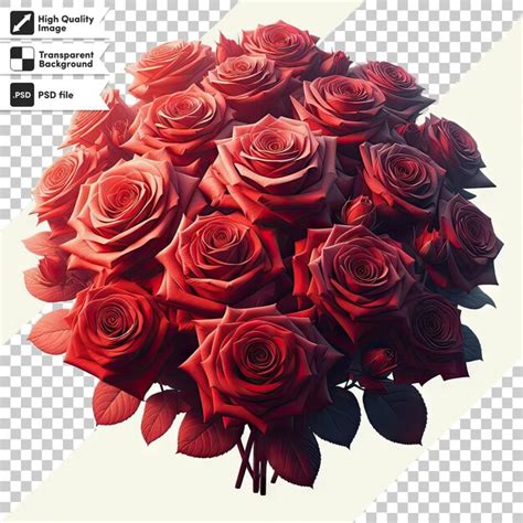 透明な背景に隔離されたpsdのバラの花束 Premium Ai生成psd