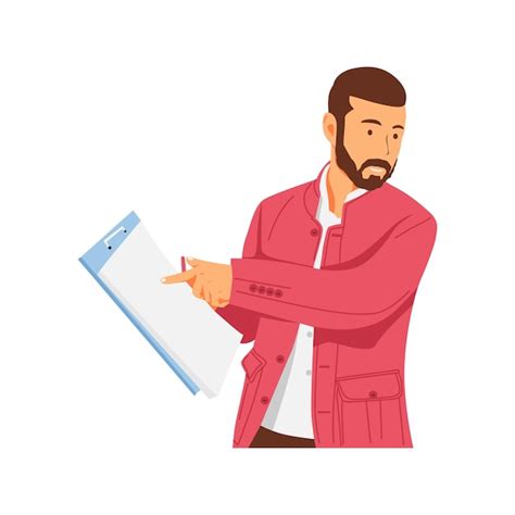 Premium Vector Vector Illustration Of Office People And Clipboard In Hand
