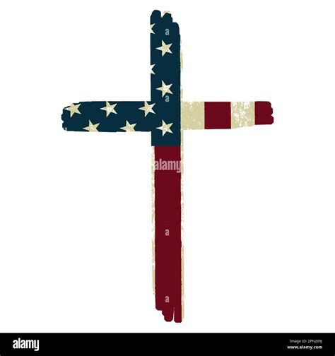Usa American Flag Cross Christian Religious Patriotic Vector