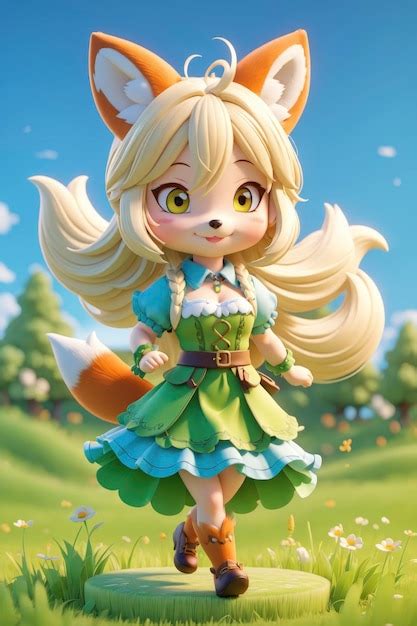 Premium Ai Image Beautiful Fox Girl With Long Blonde Hair