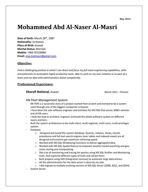 Mohammad Al Masri Detailed Resume Pdf Web Development Internet