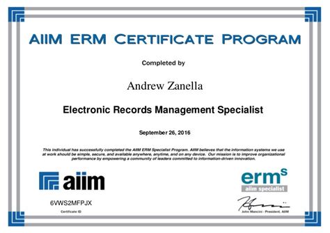 Erm Specialist Certificate