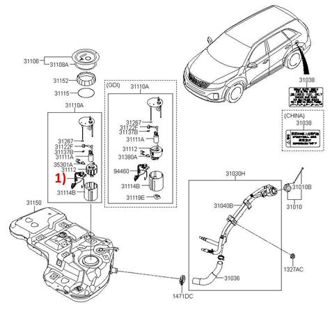 Illustrated Diagram Crank Shaft Sensor Parts For 2007 Kia Sorento Ex