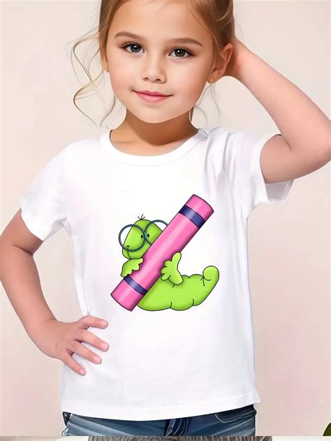 100 Cotton Girls Comfy Caterpillar Graphic Short Sleeve T Temu Ireland