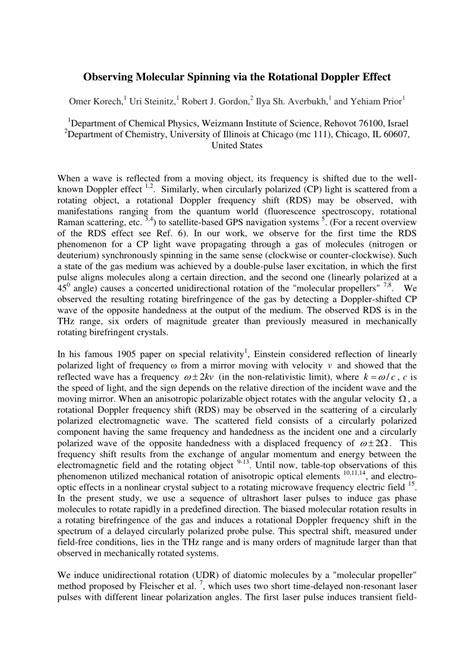 Pdf Observing Molecular Spinning Via The Rotational Doppler Effect