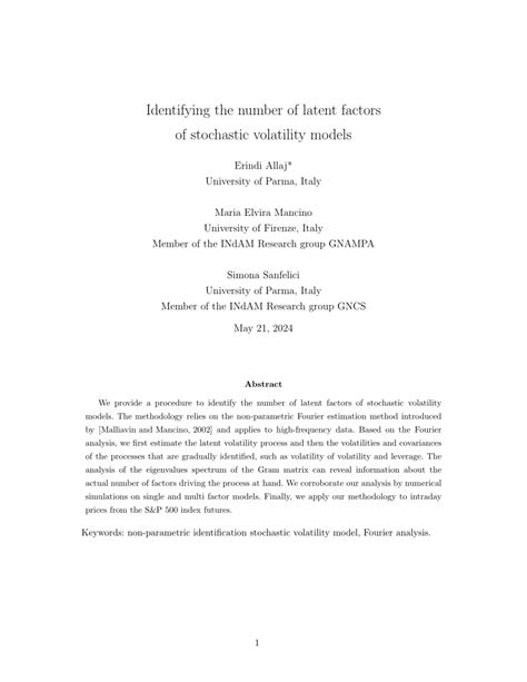 pdf identifying the number of latent factors of stochastic volatility
