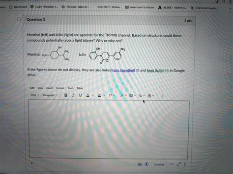 Solved Menthol Left And Icilin Right Are Agonists For