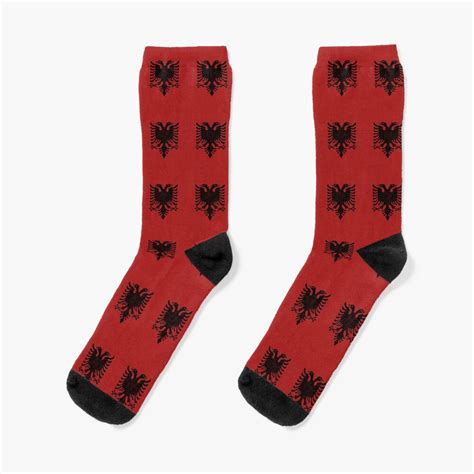 Vintage Albanian Flag Socks By Vladocar Redbubble
