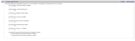 Solved The Output Voltage Of An Ac Generator Is Given By