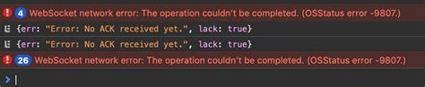 WebSocket Network Error The Operation Couldnt Be Completed OSStatus Error Issue